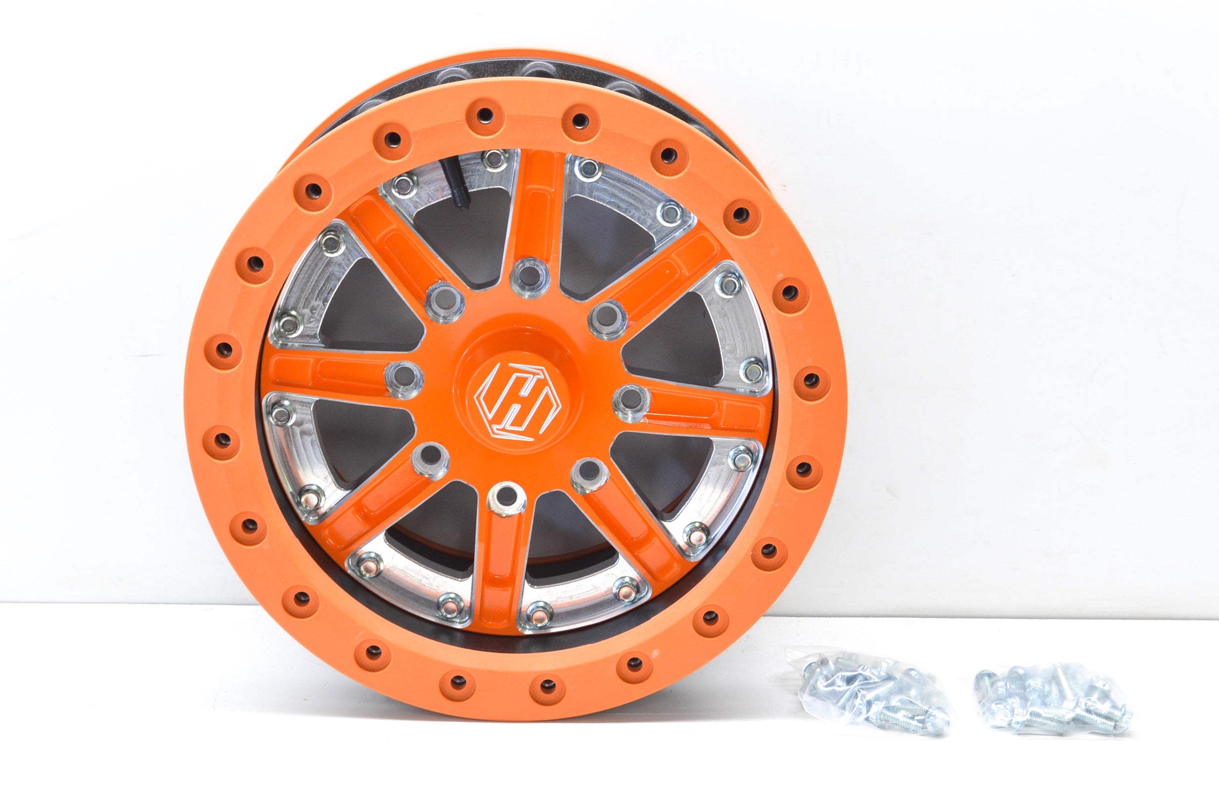 Hiper 1470-KOR02-52-DBL-OR Orange Sidewinder Wheel Rim 14X7 14" 5+2 4/ ...