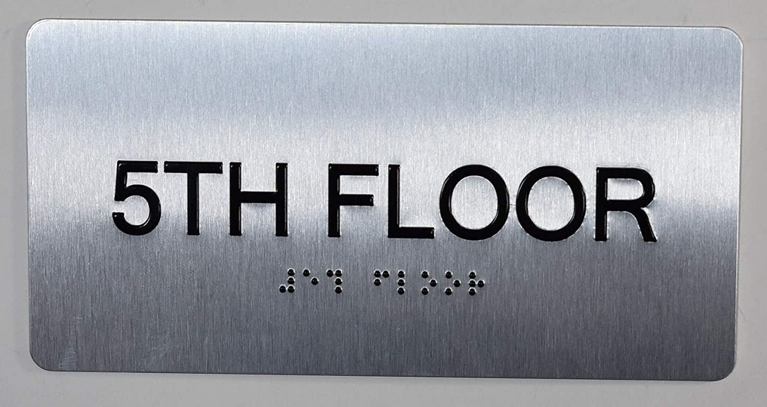 5th Floor Sign- Floor Number Tactile Touch Braille Sign (Aluminum ...