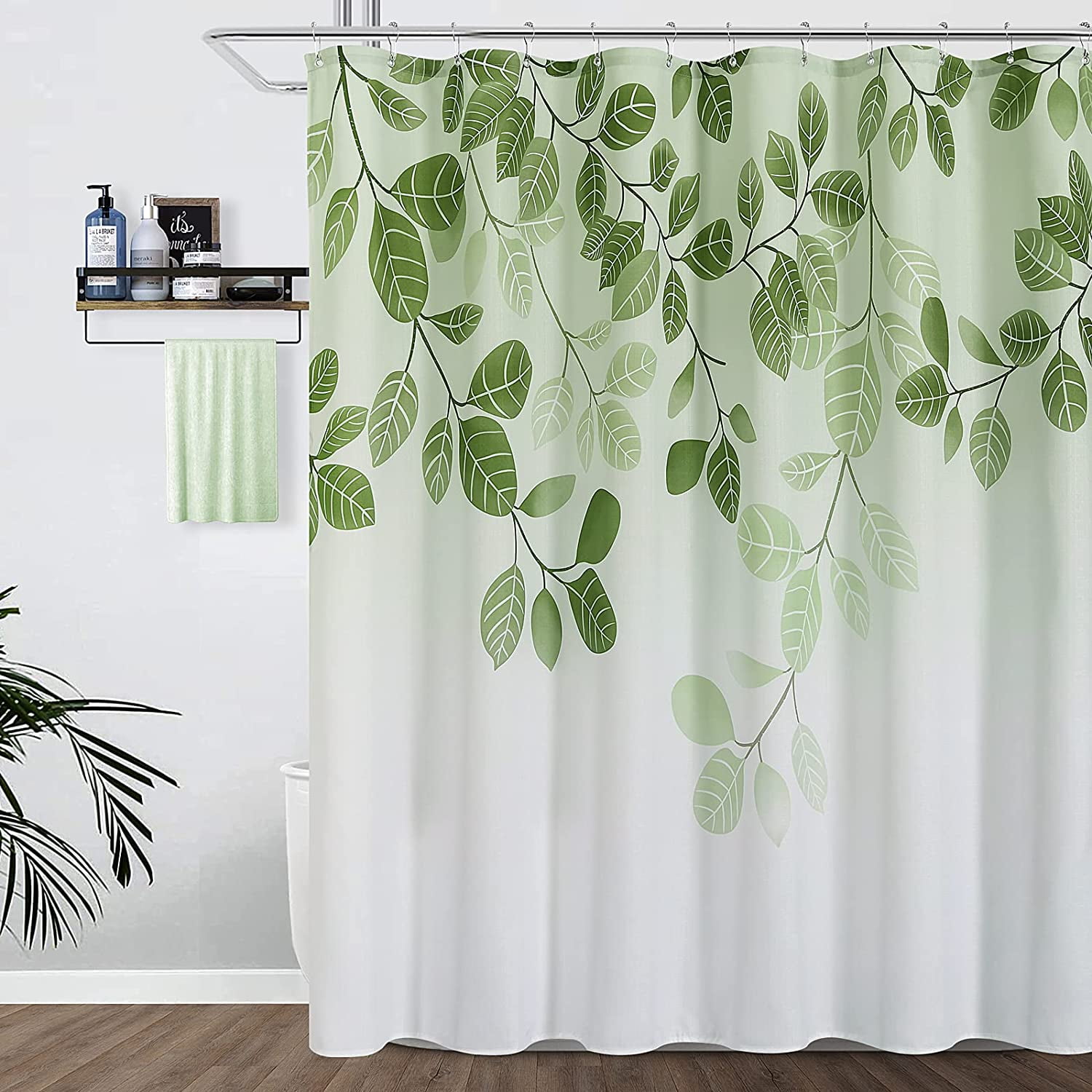 Lime Green Shower Curtain 70x72 inches Light Green Eucalyptus Shower ...