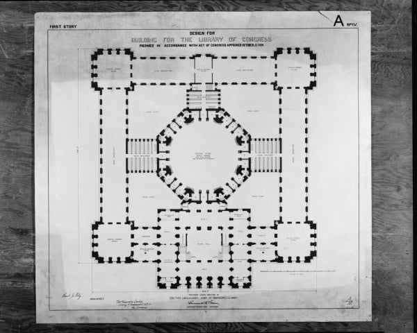 Print: Library Of Congress, Washington, D.C. First Story Plan, A Series ...