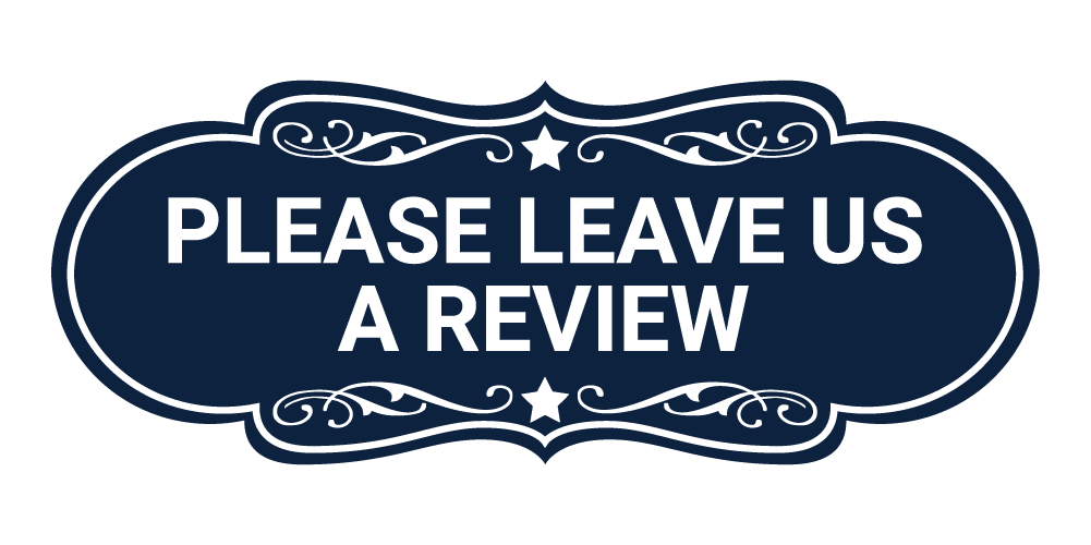 Designer Please Leave Us a Review Sign (Navy Blue / White) - Small ...