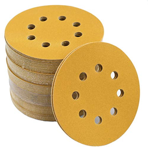 5-Inch 8-Hole Hook and Loop Sanding Discs 220-Grit Random Orbit ...