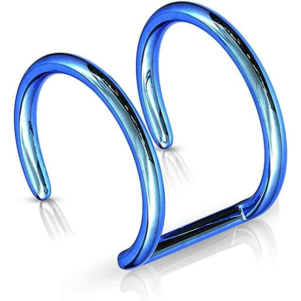 Surgical Steel Double Closure Ring Titanium IP Over Fake Non-Piercing ...