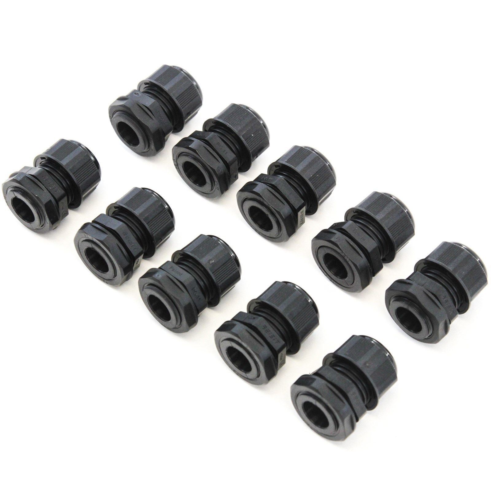 10 Cable Glands - 5mm-10mm PG11 Plastic Waterproof Adjustable Lock Nut ...