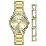 Jessica Simpson Ladies 35mm Gold Tone Crystal Encrusted Bracelet Watch ...