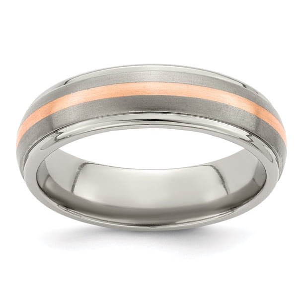 Edward Mirell Titanium14k Rose Gold 6mm Ring Wedding Man Precious Metal ...