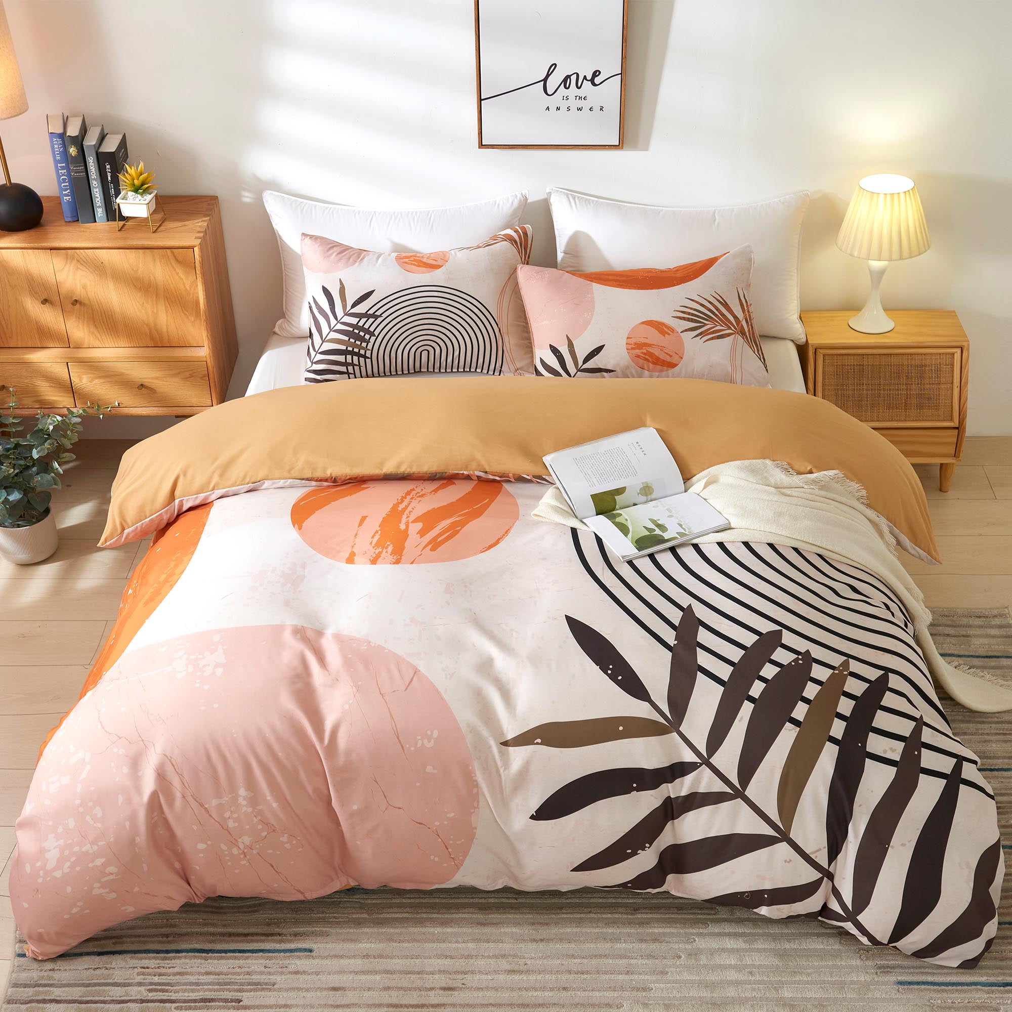 LIVUCEE Queen Size Abstract Boho Duvet Cover Sets 100% Microfiber 3 Pcs ...