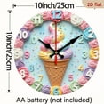 2D Flat 1pc 10Inch Wooden 1pc Silent Wall Clock - Colorful Ice Cream ...