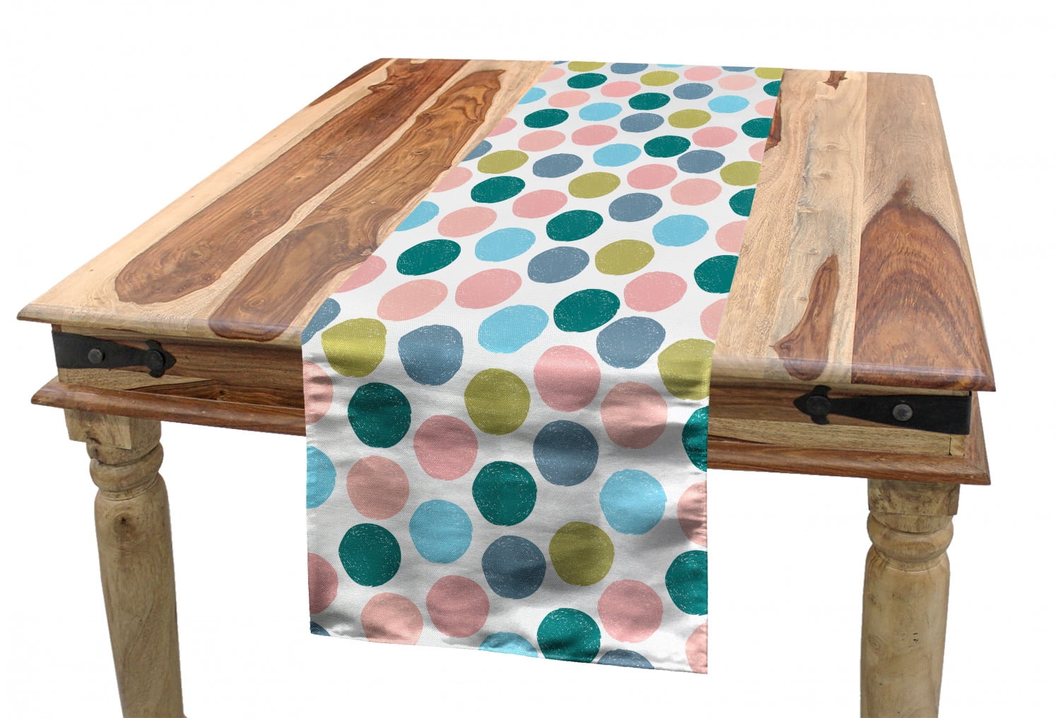 Abstract Table Runner, Pastel Big Polka Dots Grunge Style Creative ...