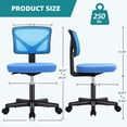Blue Armless Office Chair With Mesh Back, Height Adjustable Swivel ...
