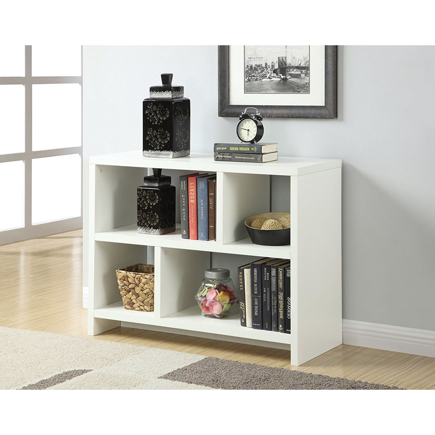 White 2-Shelf Modern Bookcase Console Table - Walmart.com