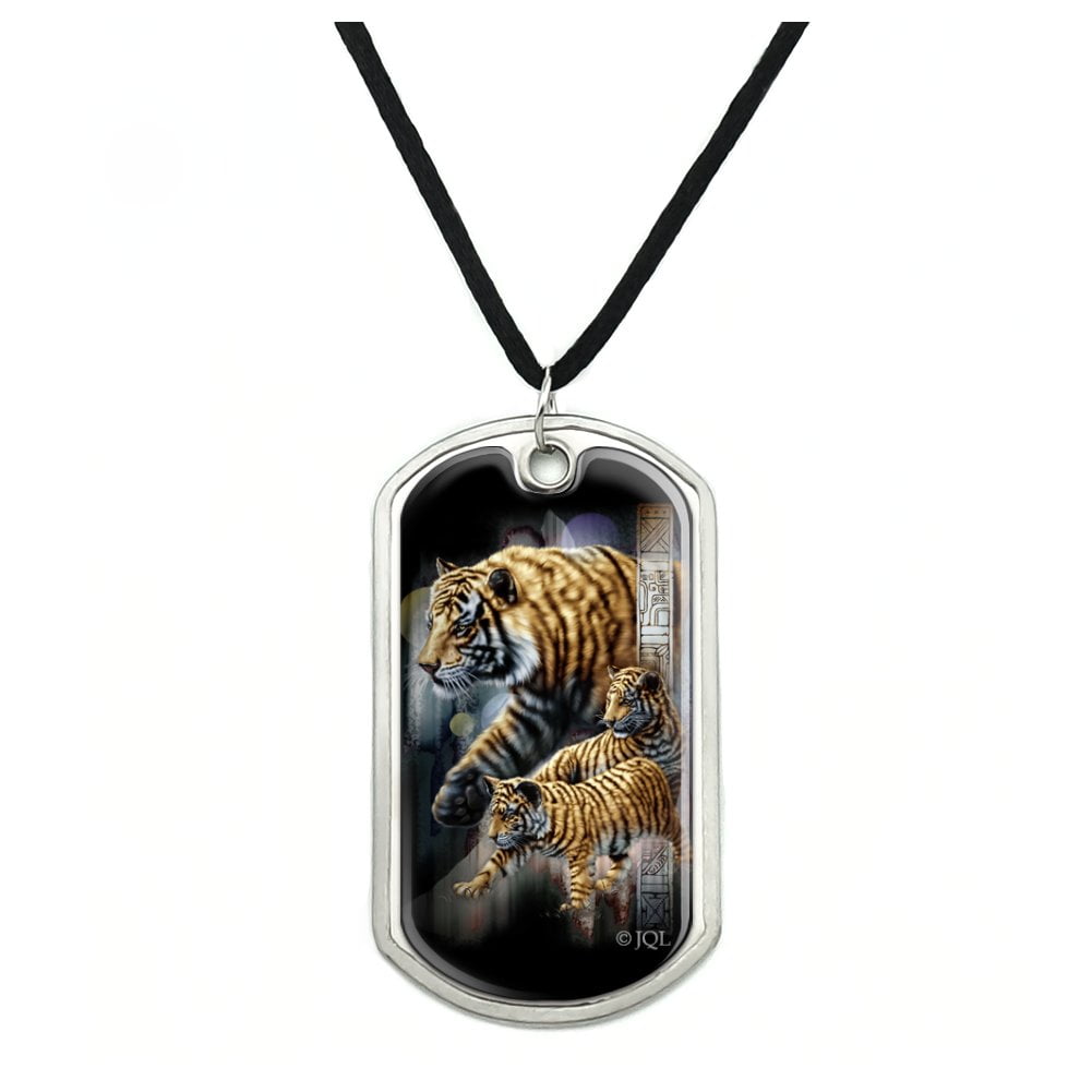 Orange Bengal Tigers Military Dog Tag Pendant Necklace with Cord ...