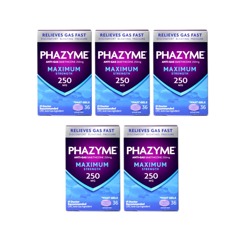 5 Pack - Phazyme Maximum Strength Softgels, 36 Each - Walmart.com ...