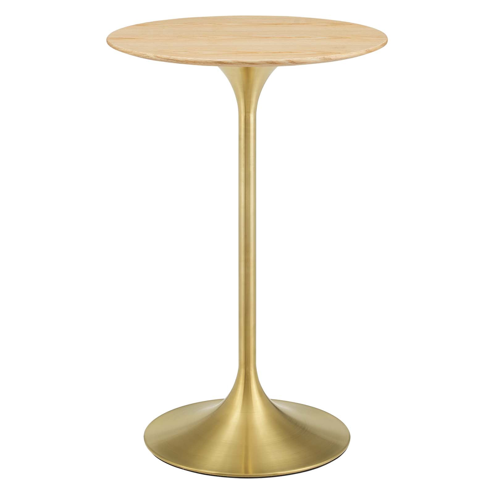 Bar Table, Round, Wood, Metal Steel, Gold Brown Natural, Modern ...