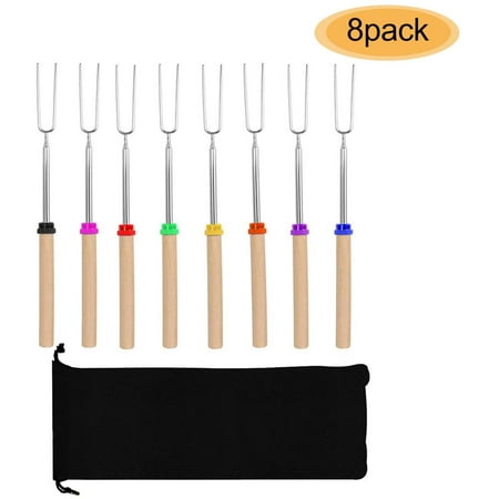 8PCS BBQ Skewers Barbecue Sticks Marshmallow Roasting Sticks U-Shaped Stainless Steel BBQ Forks ...