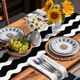 Black Wavy Table Runner, Stripes Washable Kitchen Table Runners Dress ...