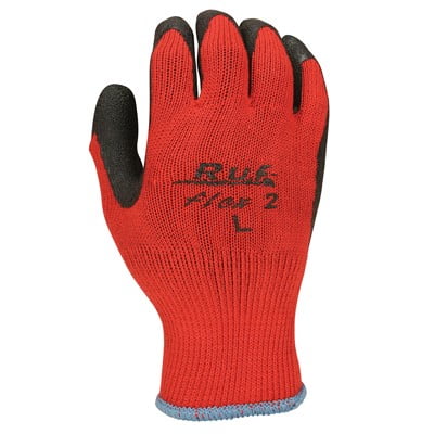 NS Ruf-flex 2 Black Rubber Palm Coated Red Work Gloves, Medium (12 ...