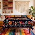 Mexican Floral Printed Tablecloth, Stain Resistant Rectangle Polyester ...