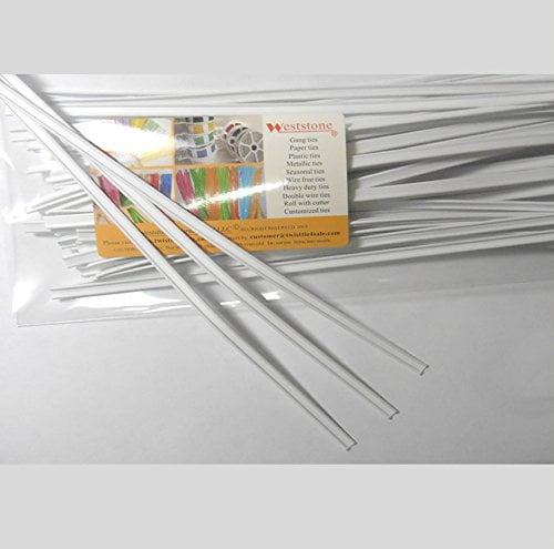 Weststone 100pcs pre-cut 7" (18cm) WHITE Heavy Duty Plastic Twist Ties ...
