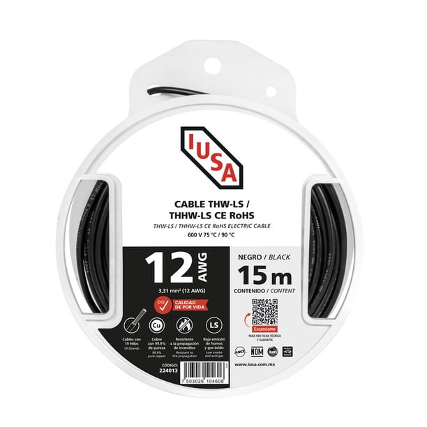 Cable calibre 12 negro 15 mts | Walmart en línea