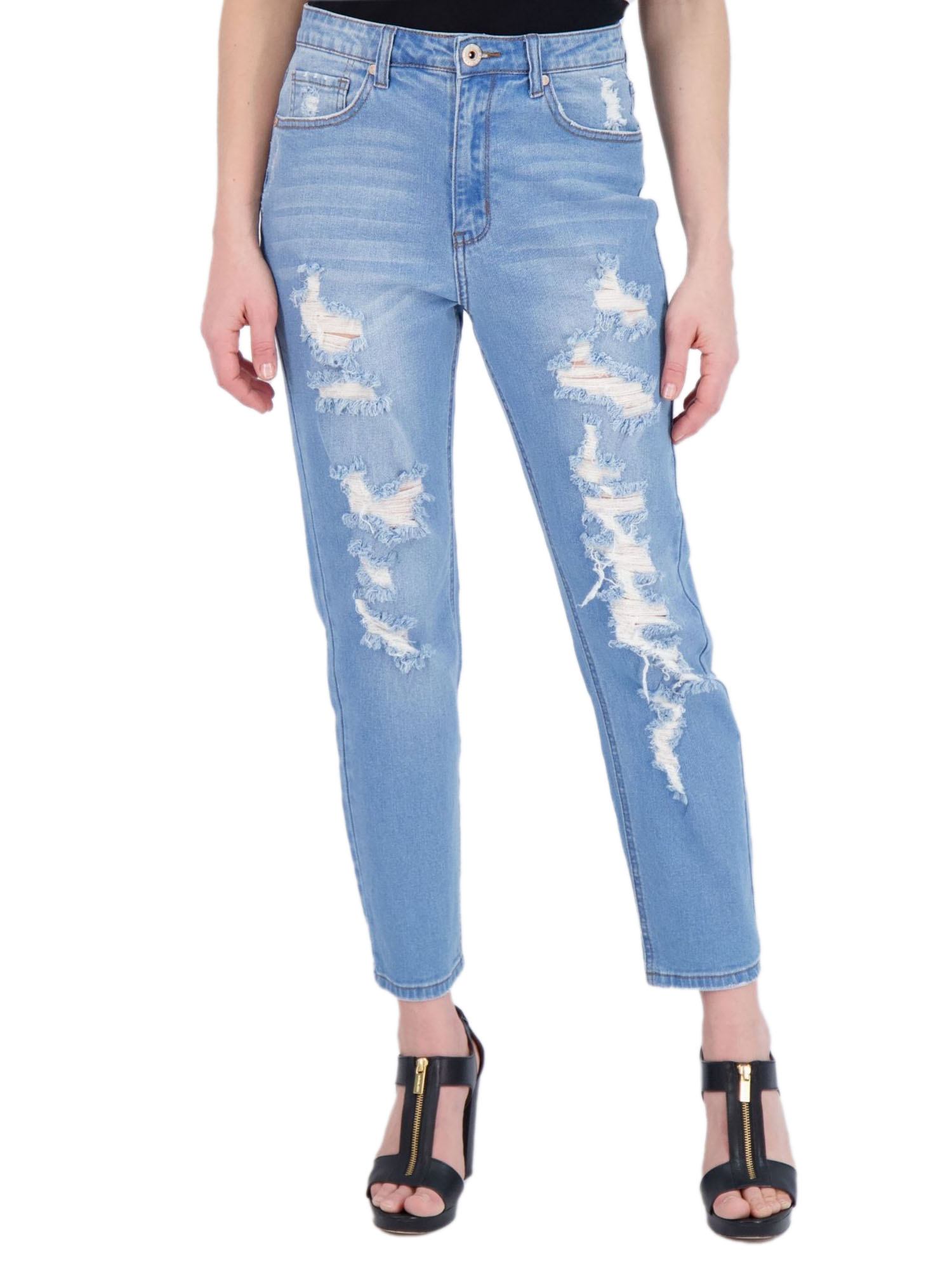 gogo jeans women s juniors destructed mom jean