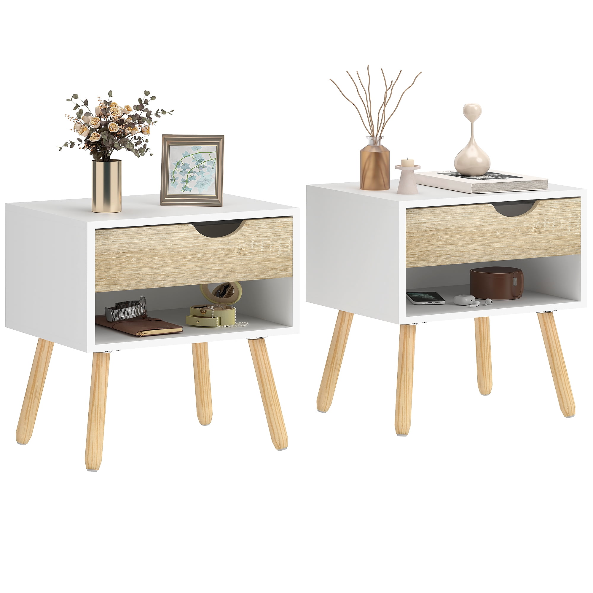 Click here for Homcom Bedside Table With Drawer & Shelf  Nightsta... prices