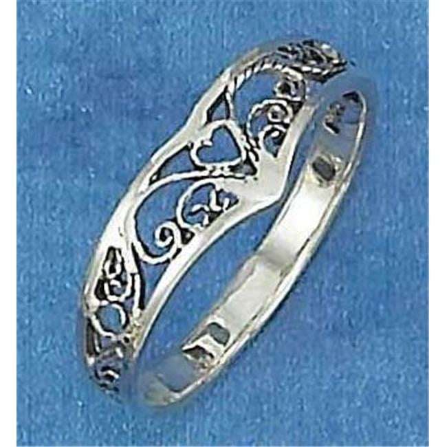 Get Noticed - SR-2926-07 Sterling Silver Filigree V Shape Ring with ...