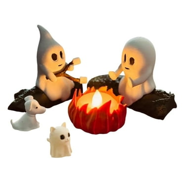 Dserhfy Halloween Ghost Decor Light Up Ghost in Glass Cloche with Wood ...