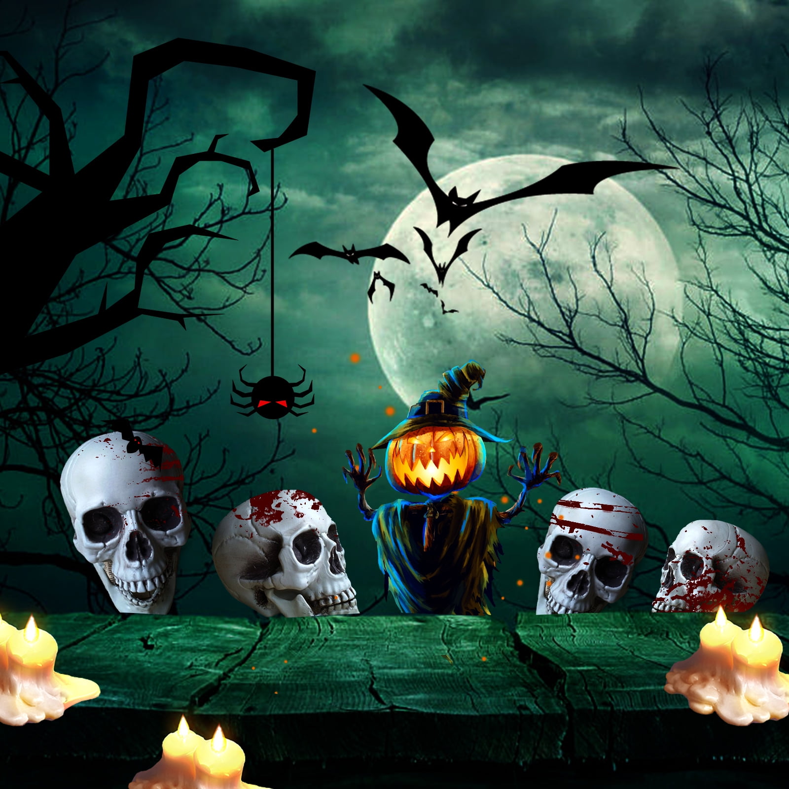 TWSOUL Plastic Skull Props,Realistic Looking Skulls Human Skeleton Head ...