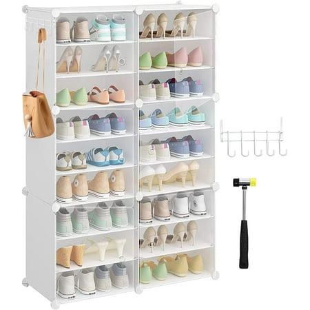 Shoe Rack 9 Tier Shoe Storage Cabinet 36 Pair Plastic Free Standing ...