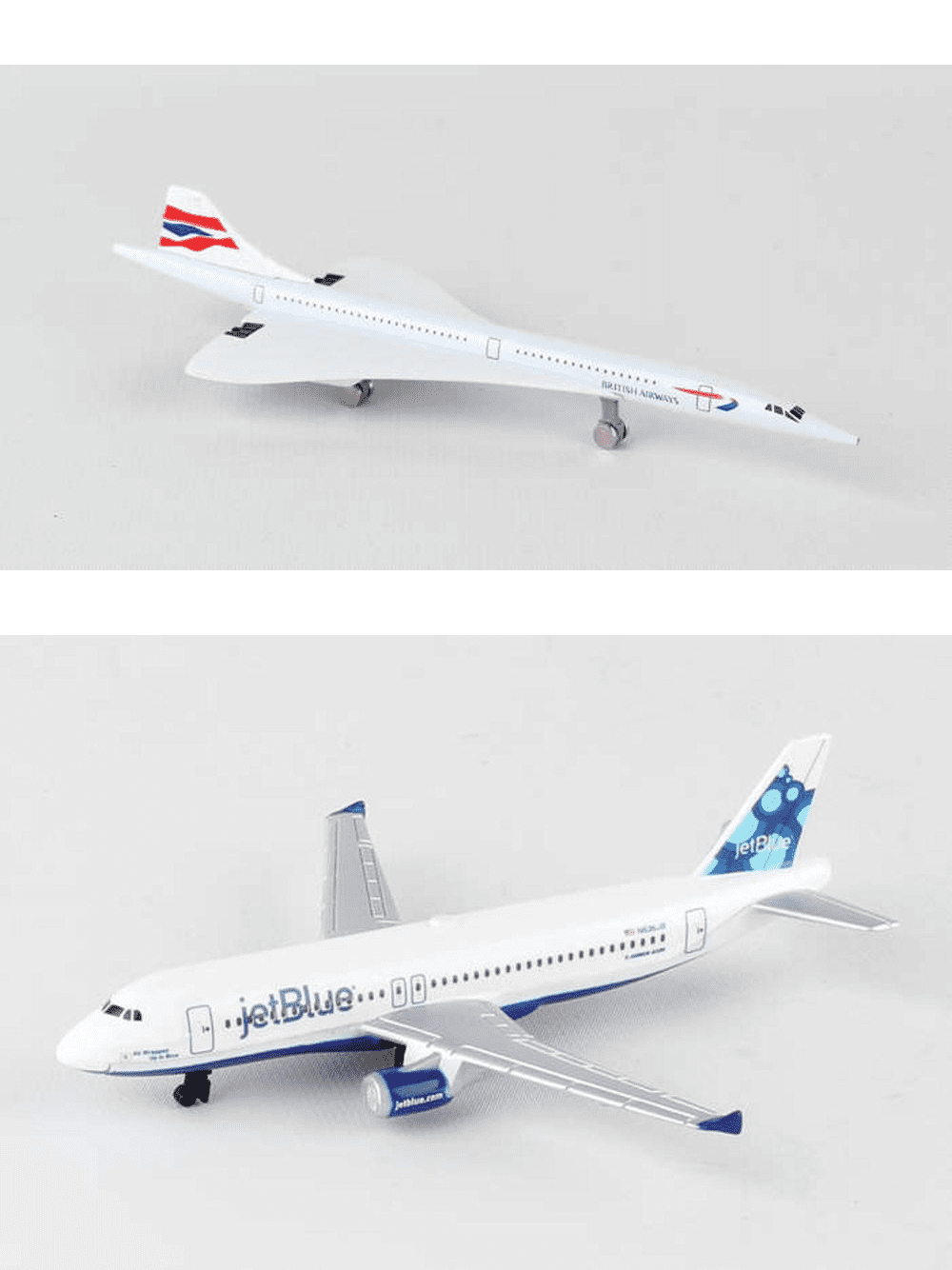 British Airways Concorde, Jetblue Airlines Diecast Airplane Package ...