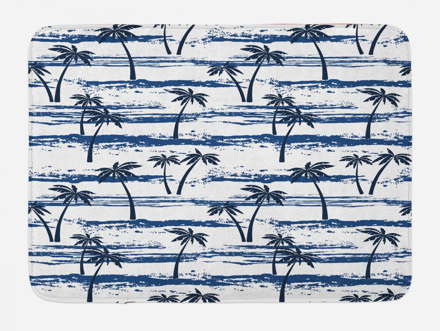 Palm Tree Bath Mat, Pattern with Sea and Palm Trees Summer Romantic ...