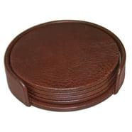 Classic Black Leather Round Coaster Set - Walmart.com