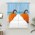Coastal Beach Swag Curtain Valance for Windows, Blue Ocean Sand Autumn ...