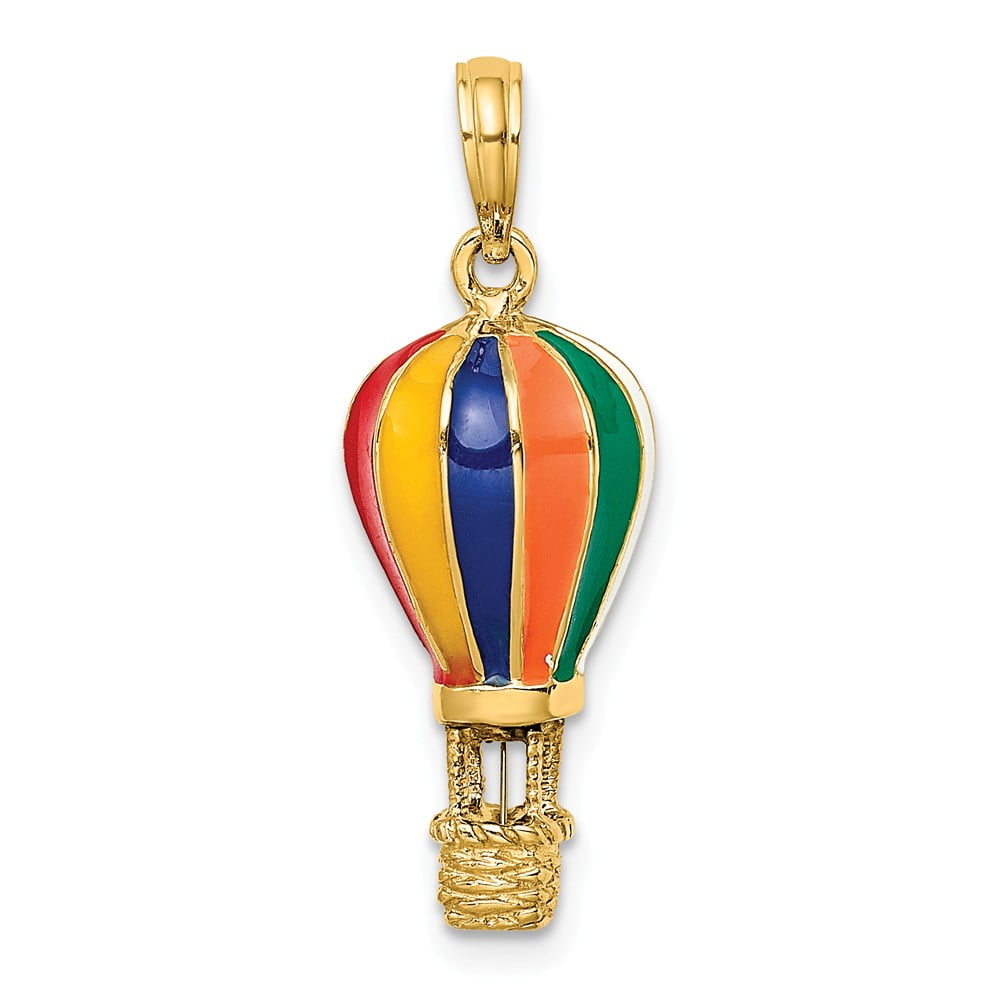 FB Jewels 14K Yellow Gold 3D Enamel Hot Air Balloon Pendant - Walmart.com