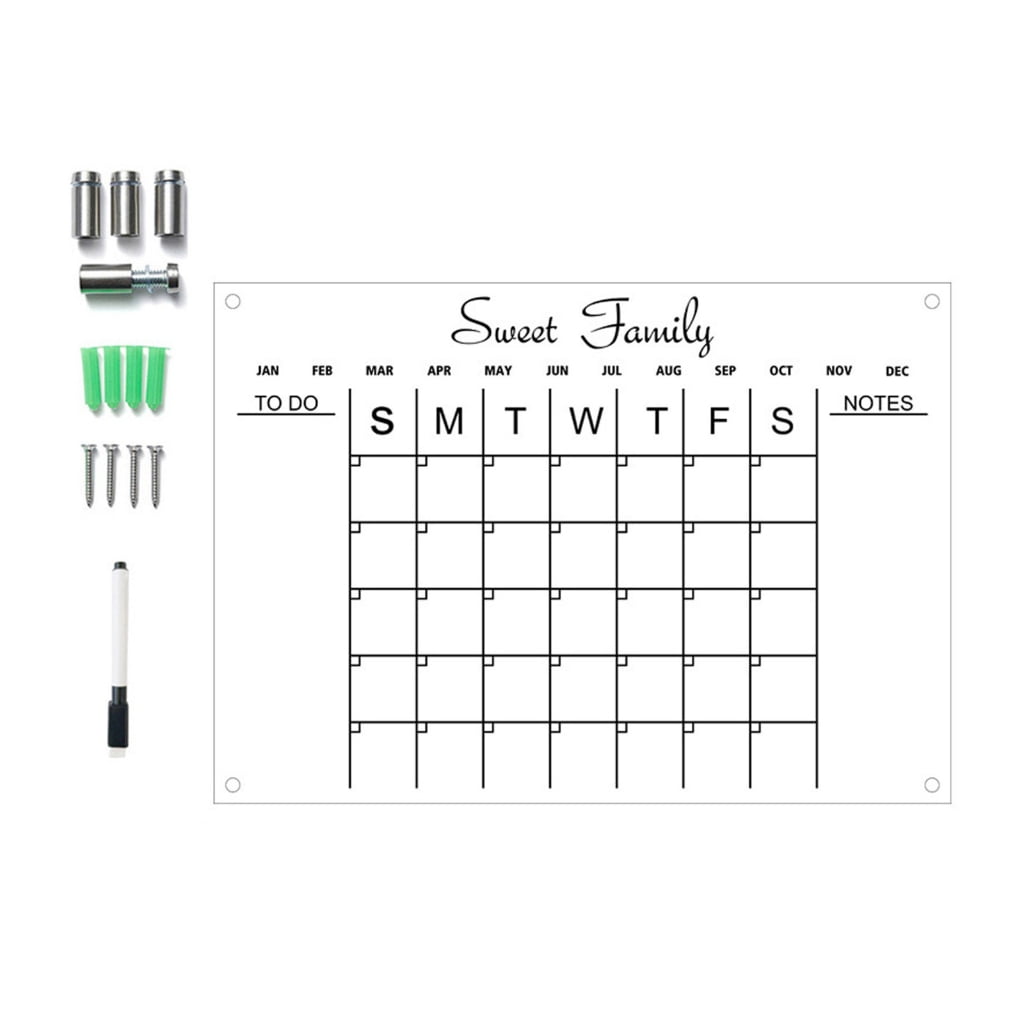 Acrylic Dry Erase Calendar for Wall Clear Wall Mounted Calendar ...