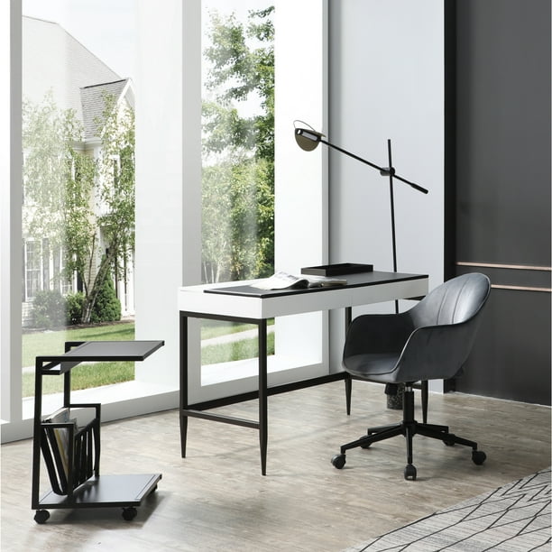 Aubrielle Rectangular MDF Desk with 2 Drawers, Desk Pad and Storage ...