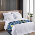 Bed Runner for Queen Size, Blue Starry Night Decorative Scarf Throws ...