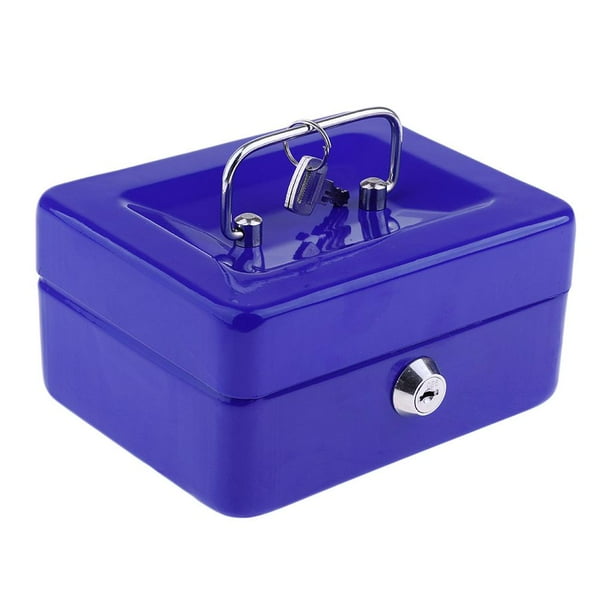6 inch Mini Petty Cash Box Lockable Money Safe for Adult Children Blue - Walmart.com