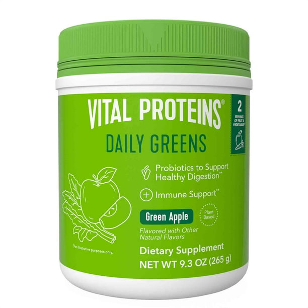 Vital Proteins Daily Greens Probiotic & Digestive Support, Green Apple ...