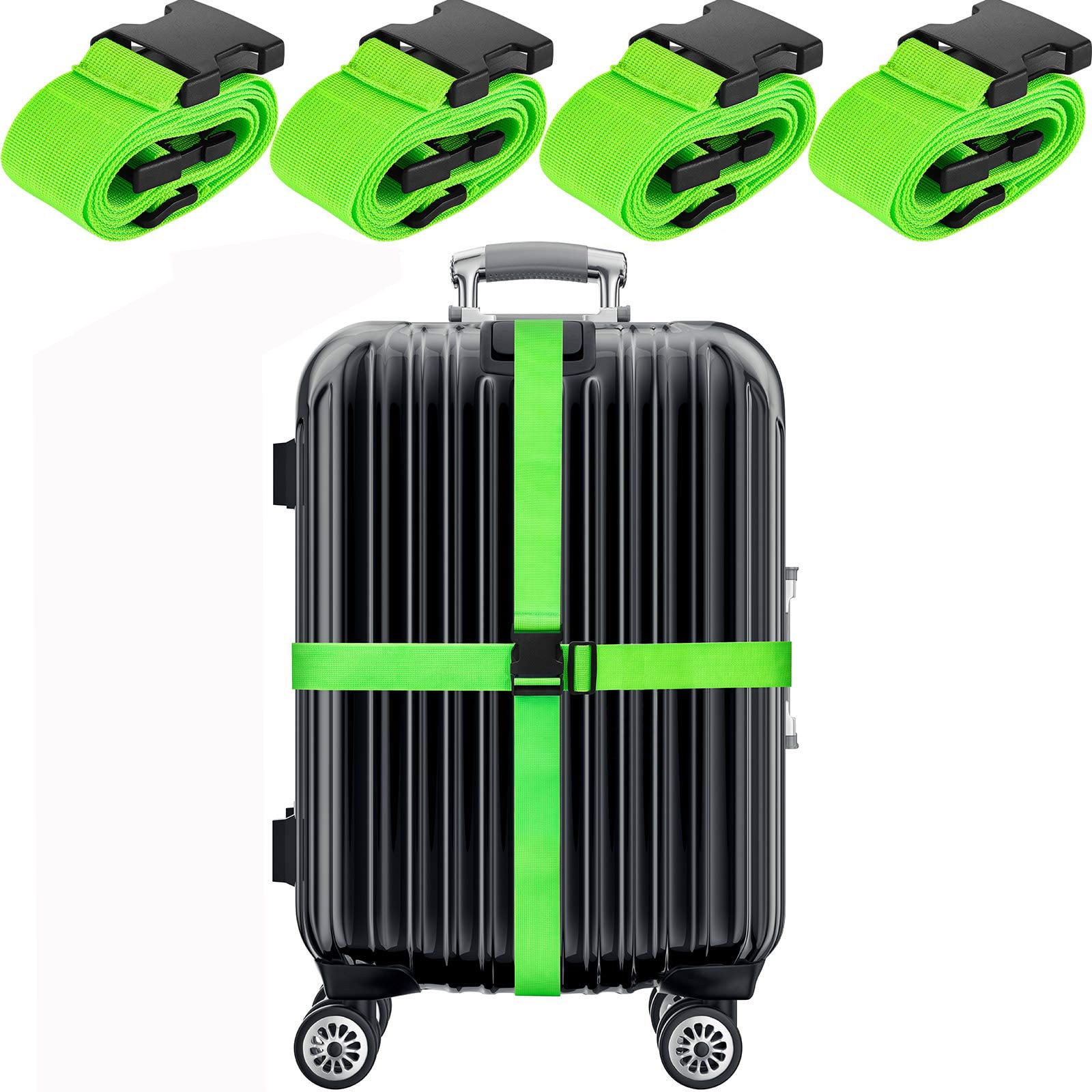 Wusi 4 Pack Luggage Straps Suitcase Belt, Travel Adjustable Suitcase ...