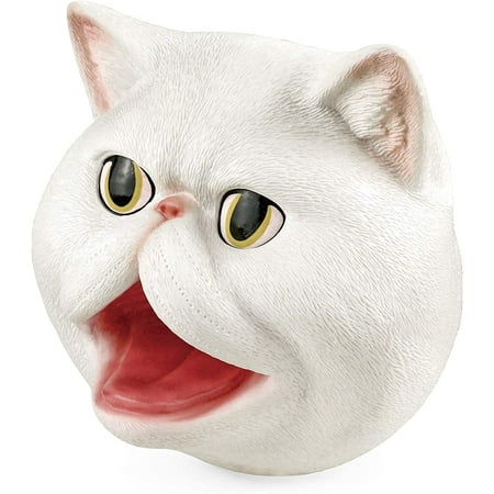 Soft Latex Cute Cat Hand Puppet Realistic Rubber Pet Cat Head Open ...