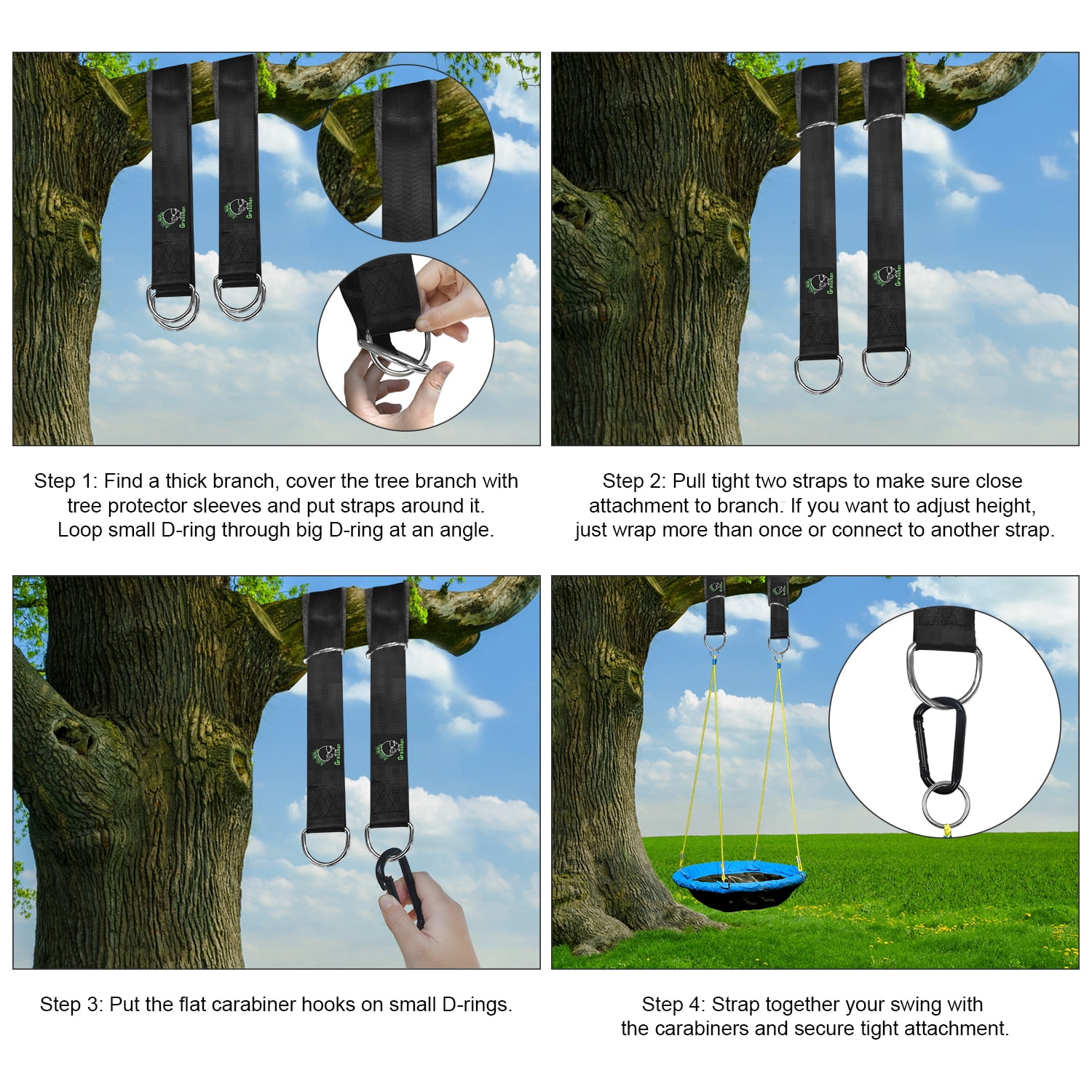 Tree Swing Straps, Portable Tree Swing Straps Hanging Kit Holds up ...