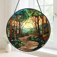 Forest Path Stained Glass Style Suncatcher, Fantasy Woodland Landscape ...