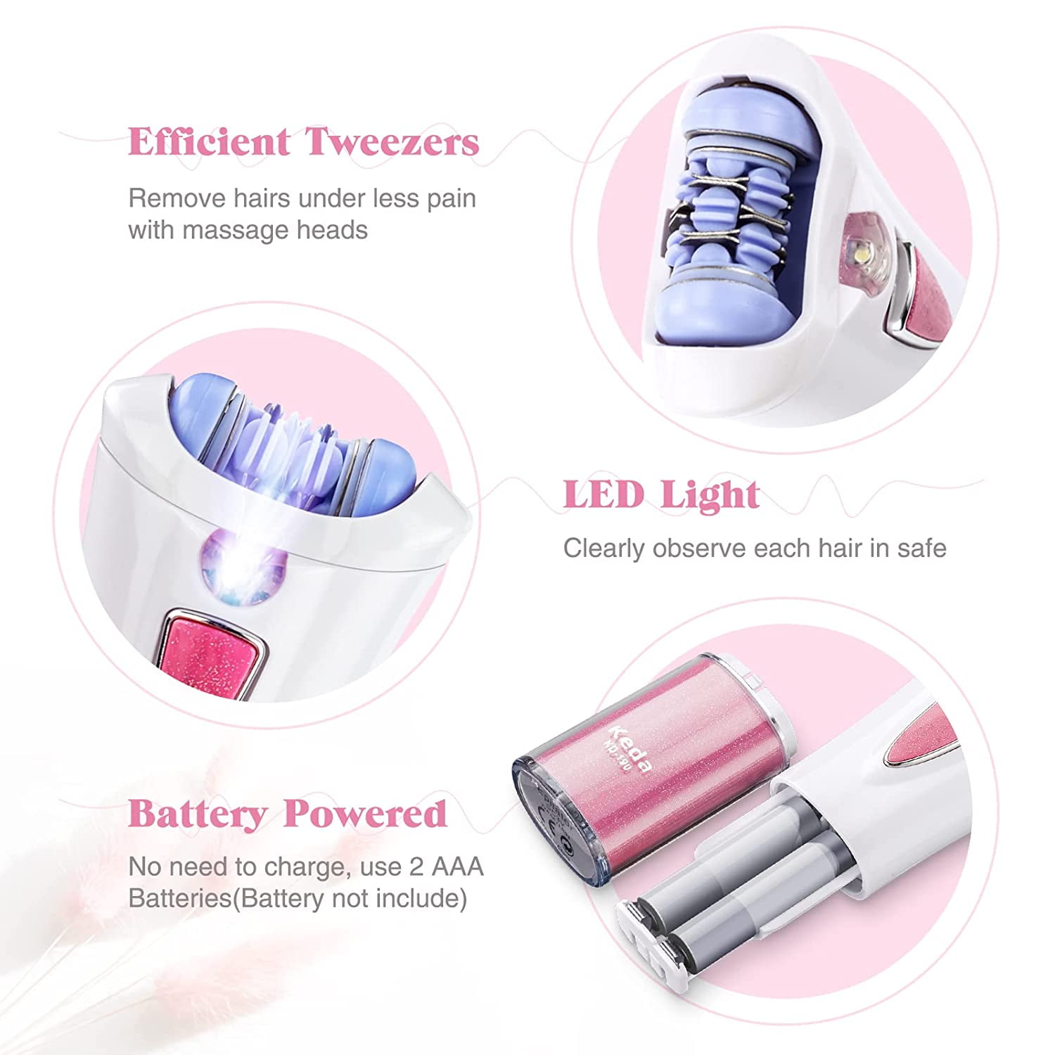 Hair Removal, Smooth Glide Epilator for Women, Portable Cordless Razor ...