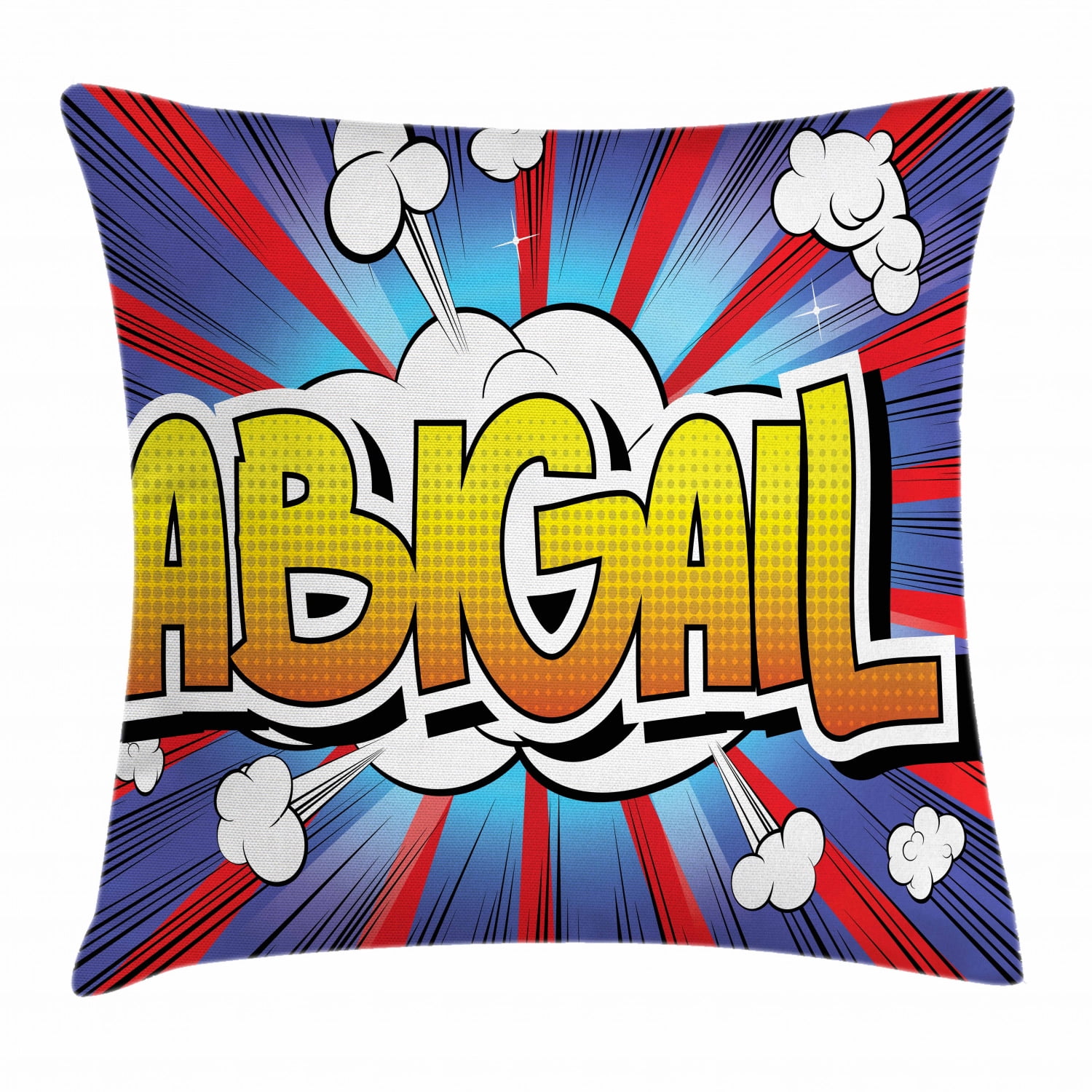 Abigail Throw Pillow Cushion Cover, Comic Book Style Female Name with ...