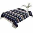 Blue and Brown Geometric Stripe Pattern Table Cloth Waterproof ...