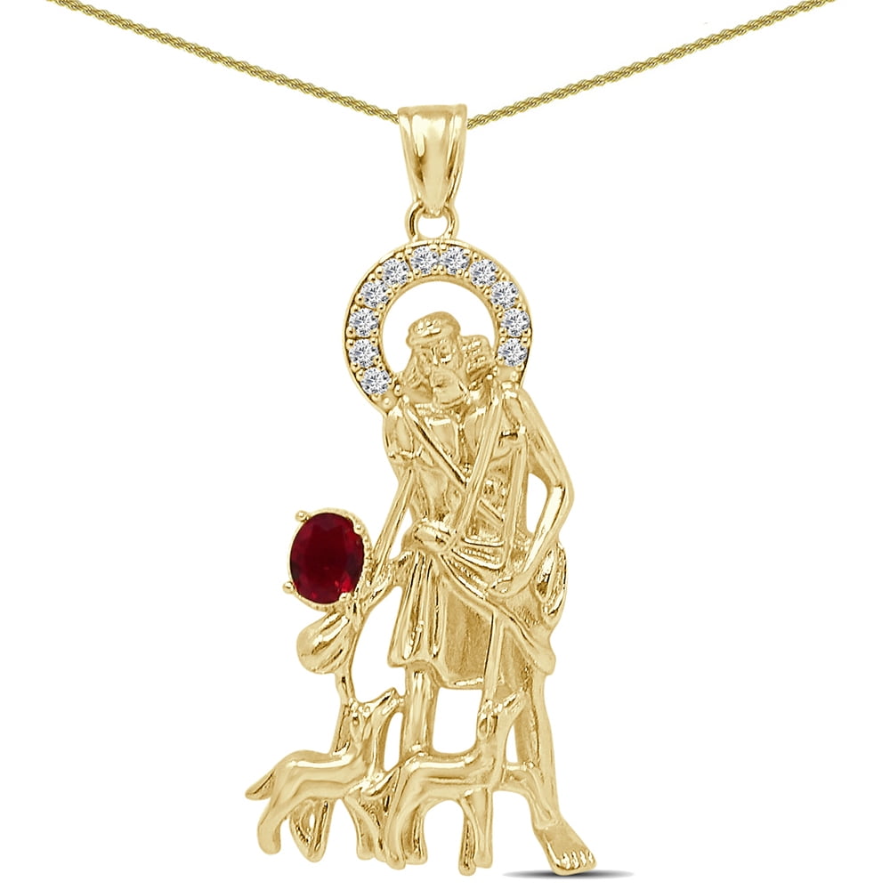 Big 3'' 14K Yellow Gold Finish Simulated Diamond Saint Lazarus Of ...