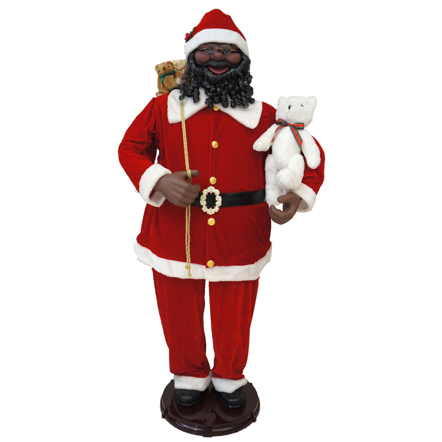 Fraser Hill Farm 58-In. African American Dancing Santa with Toy Sack ...