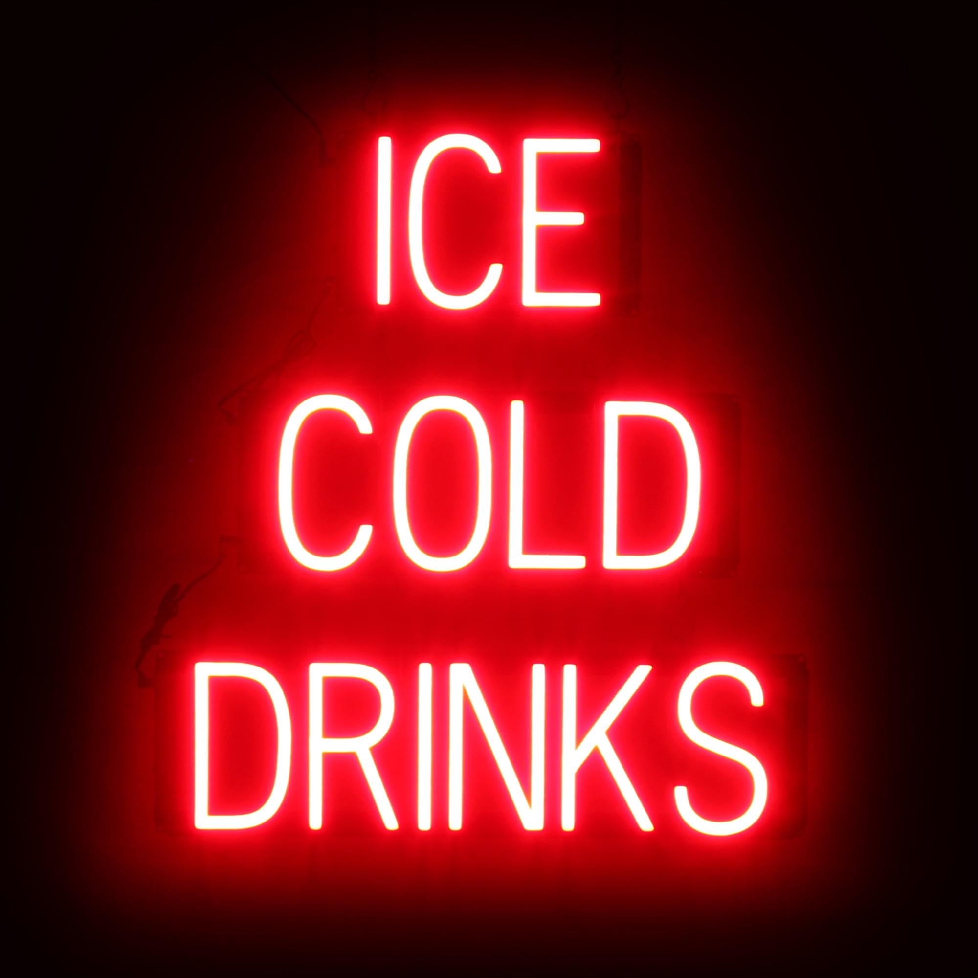 SpellBrite ICE COLD DRINKS LED Sign for Business. 21.9" x 23.8" Red ICE ...